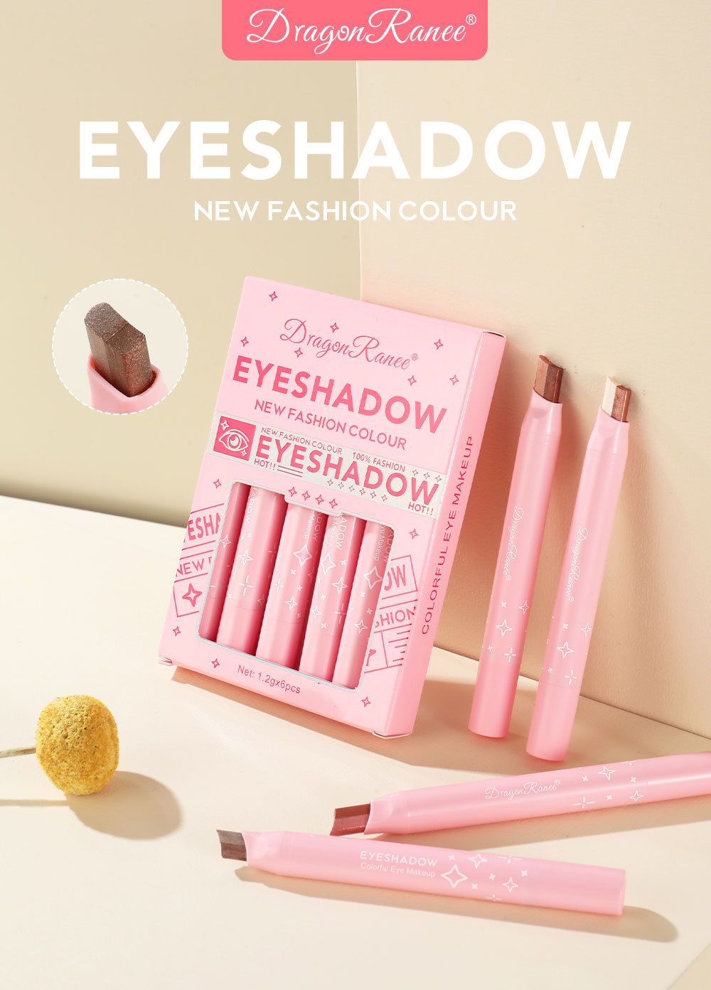 Dragon Ranee Dual-Color Eyeshadow Pen 6-Piece Set One-Stroke Aegyo-sal ...