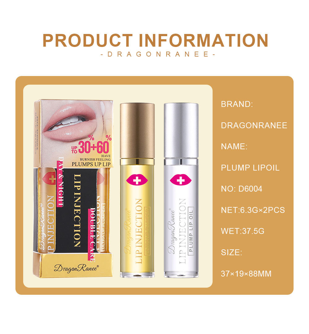 Dragon Ranee Lip Plumping Oil Set, Ginger Chili Lip Essence ...
