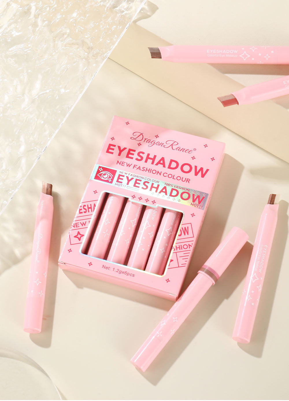 Dragon Ranee Dual-Color Eyeshadow Pen 6-Piece Set One-Stroke Aegyo-sal ...